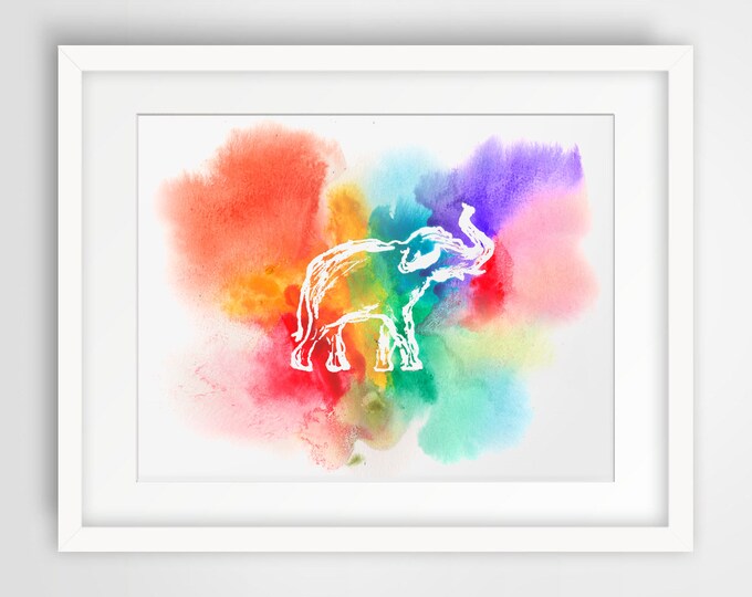Elephant Watercolor-colorful Rainbow Animal Print - Etsy