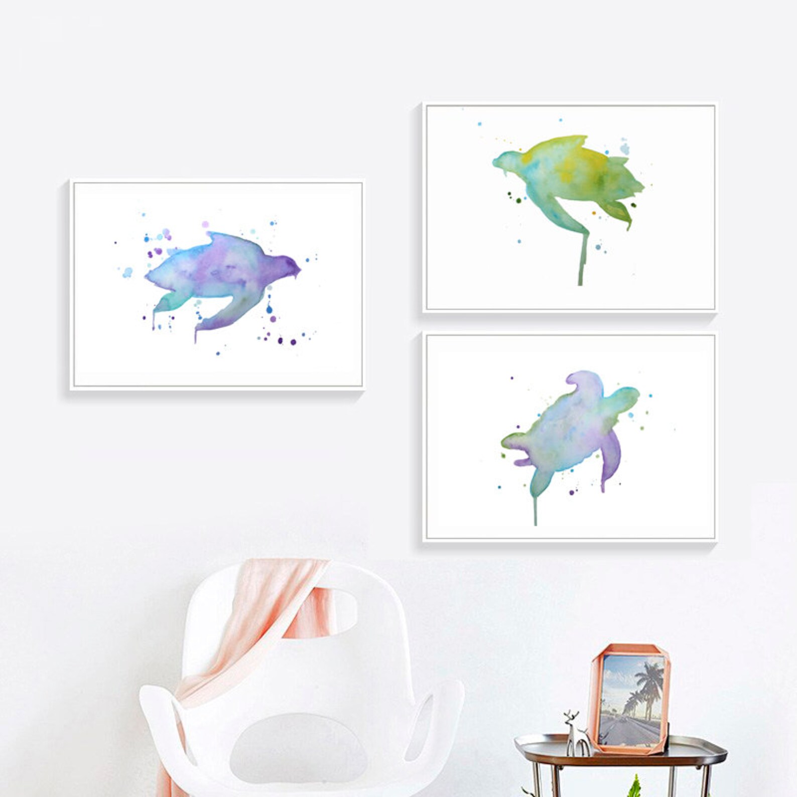 Purple Sea Turtle Watercolor Print - Etsy
