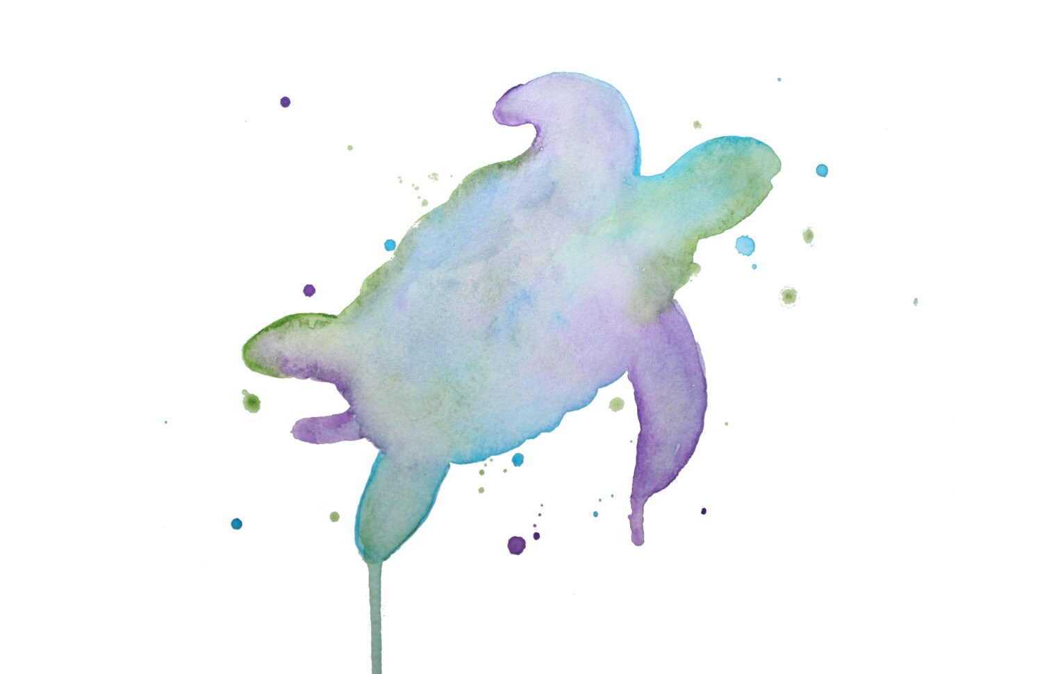 Watercolor Sea Turtlepurple and Blue Turtle Print - Etsy
