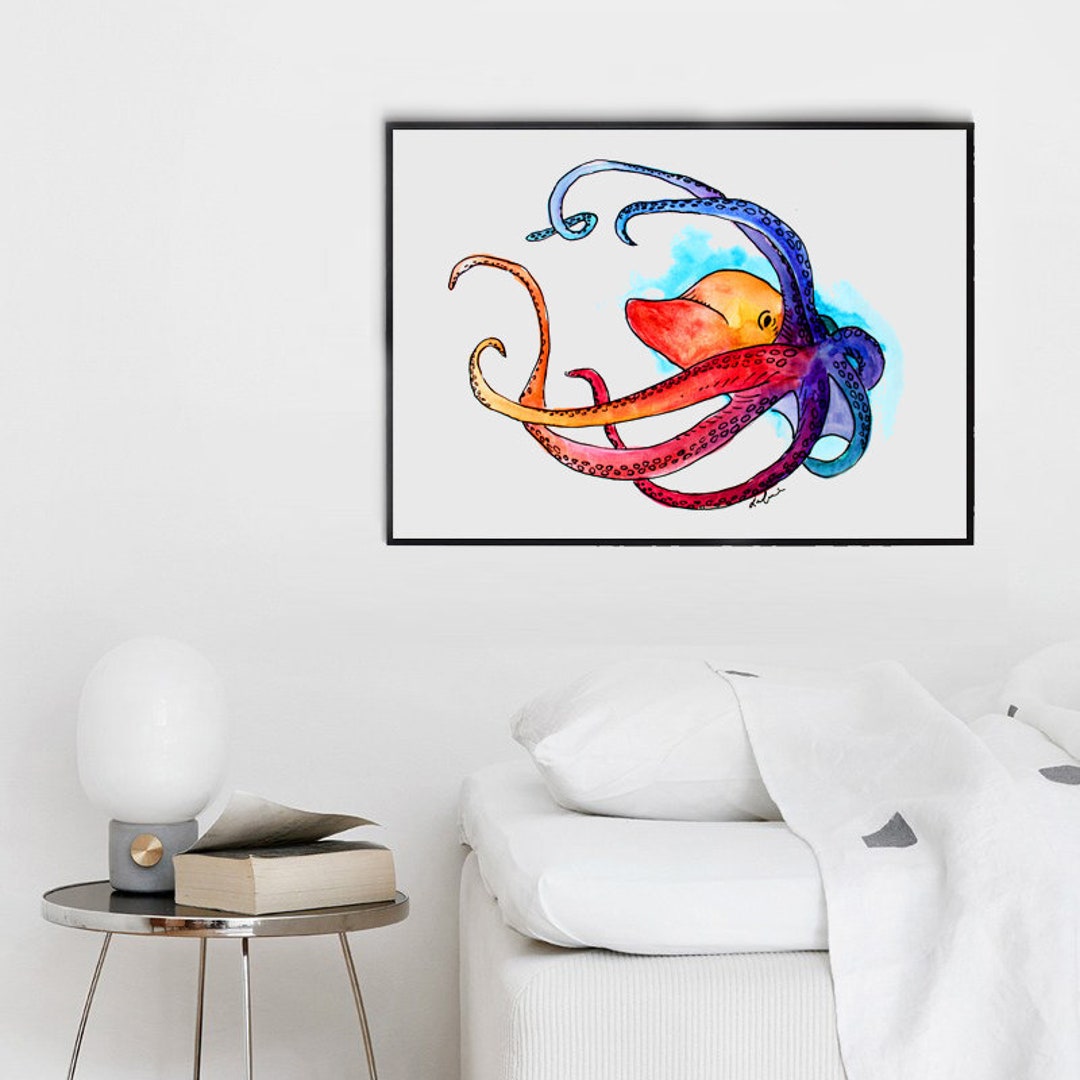 Colorful Octopus Watercolor Print - Etsy