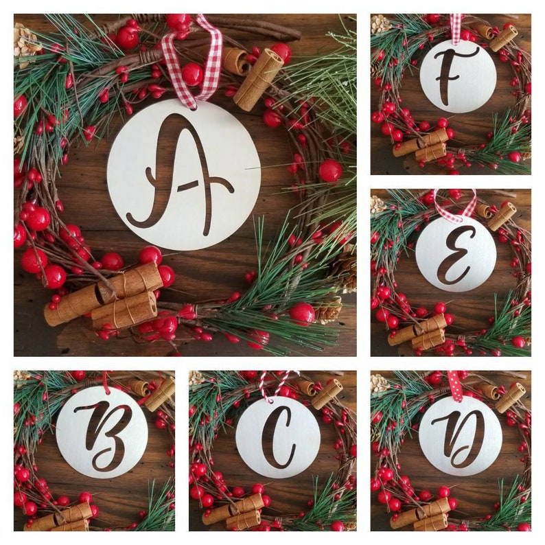 Rustic Aluminum Monogram Christmas Ornament, Metal Initial Ornament ...