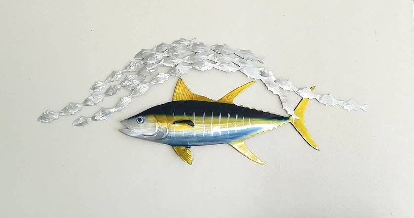 Yellowfin Tuna Metal Wall Art, Aluminum Tuna Art, Tuna Ocean Decor ...