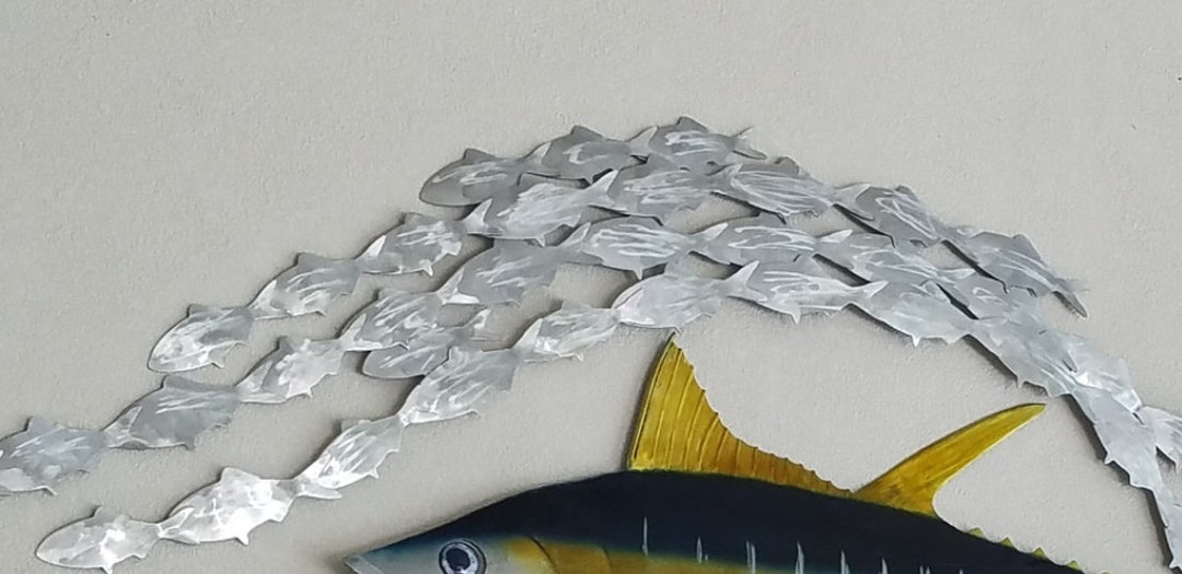 Metal Bait Fish, Metal Fish Art, Patio Decor, Pool Deck Art, Aluminum ...