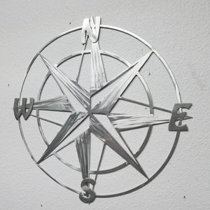 18" X 18" Metal Compass Rose Nautical Metal Wall Art - Aluminum Compass ...