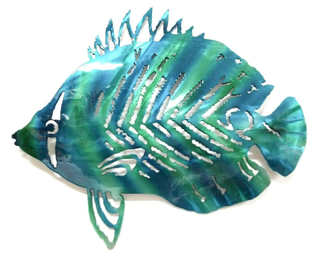 Metal Fish Art Aluminum Angelfish Tropical Fish Decor, Metal Nautical ...