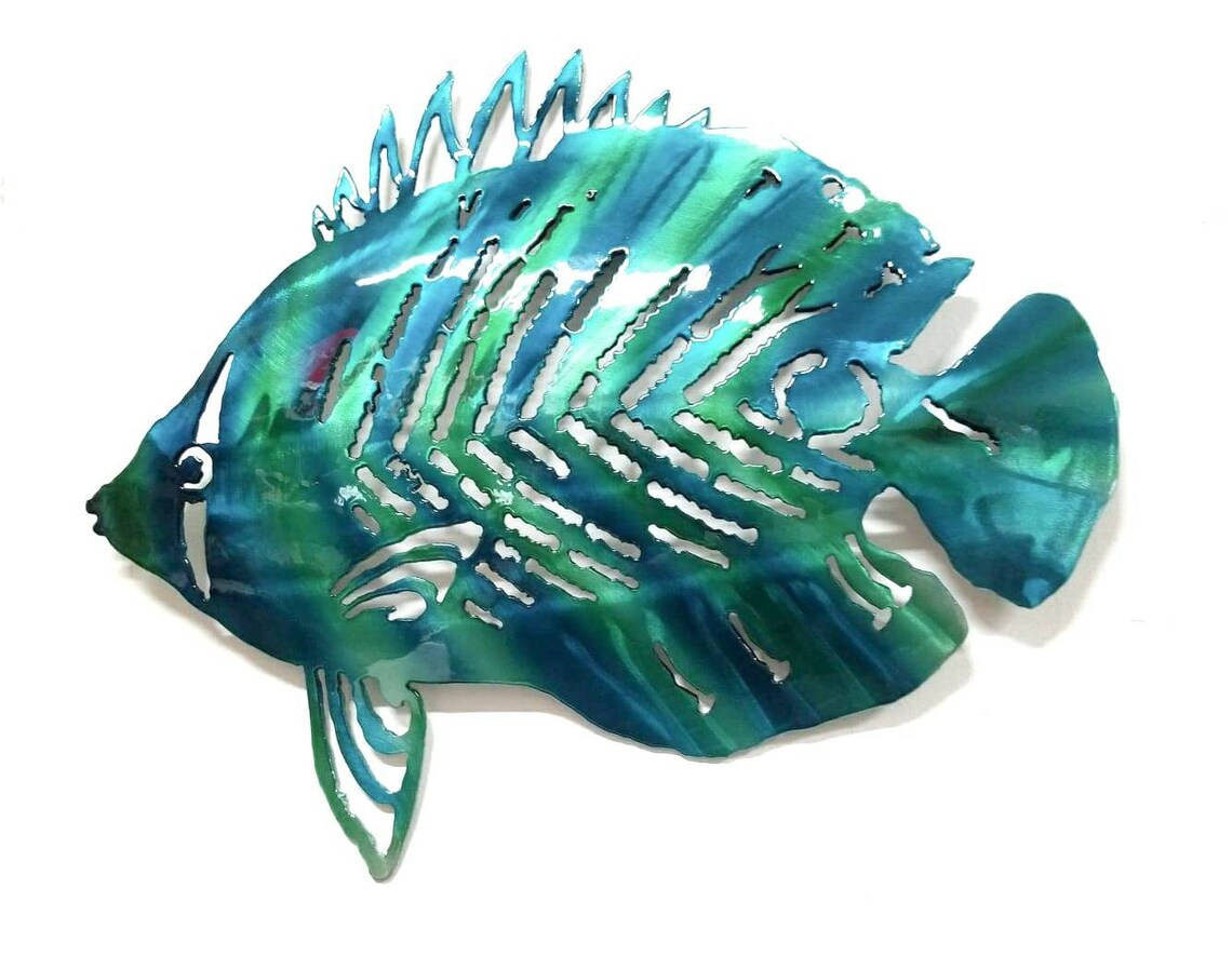 Metal Fish Art Aluminum Angelfish Tropical Fish Decor Metal - Etsy