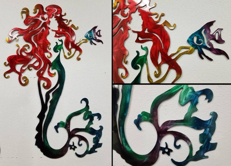 Mermaid Metal Wall Art Aluminum Mermaid Metal Mermaid Fish | Etsy