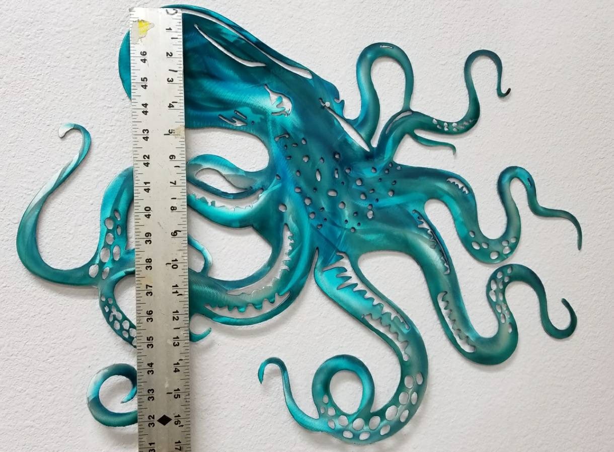 Octopus Metal Wall Art, Turqoise and Blue Octopus, Home Decor for ...