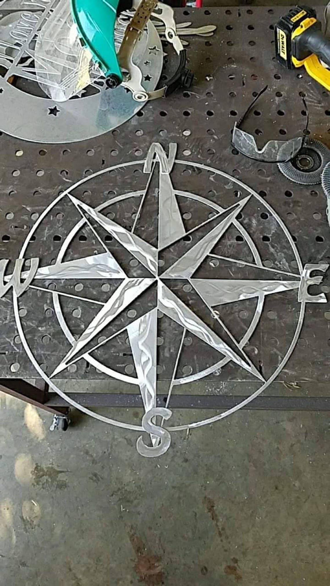 18 X 18 Metal Compass Rose Nautical Metal Wall Art - Etsy
