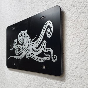 Laser Etched Octopus License Plate, Brushed Aluminum Car Tag - Etsy