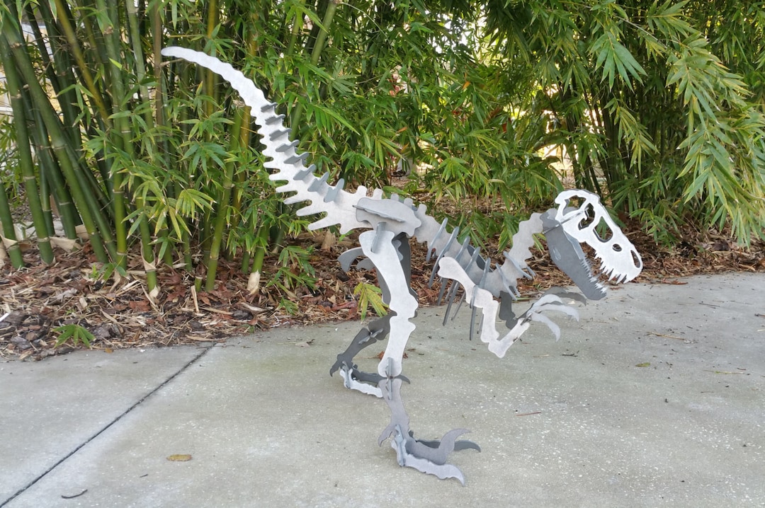 3D Steel Metal Velociraptor Dinosaur Outdoor Yard Art, Dinosaur Decor ...