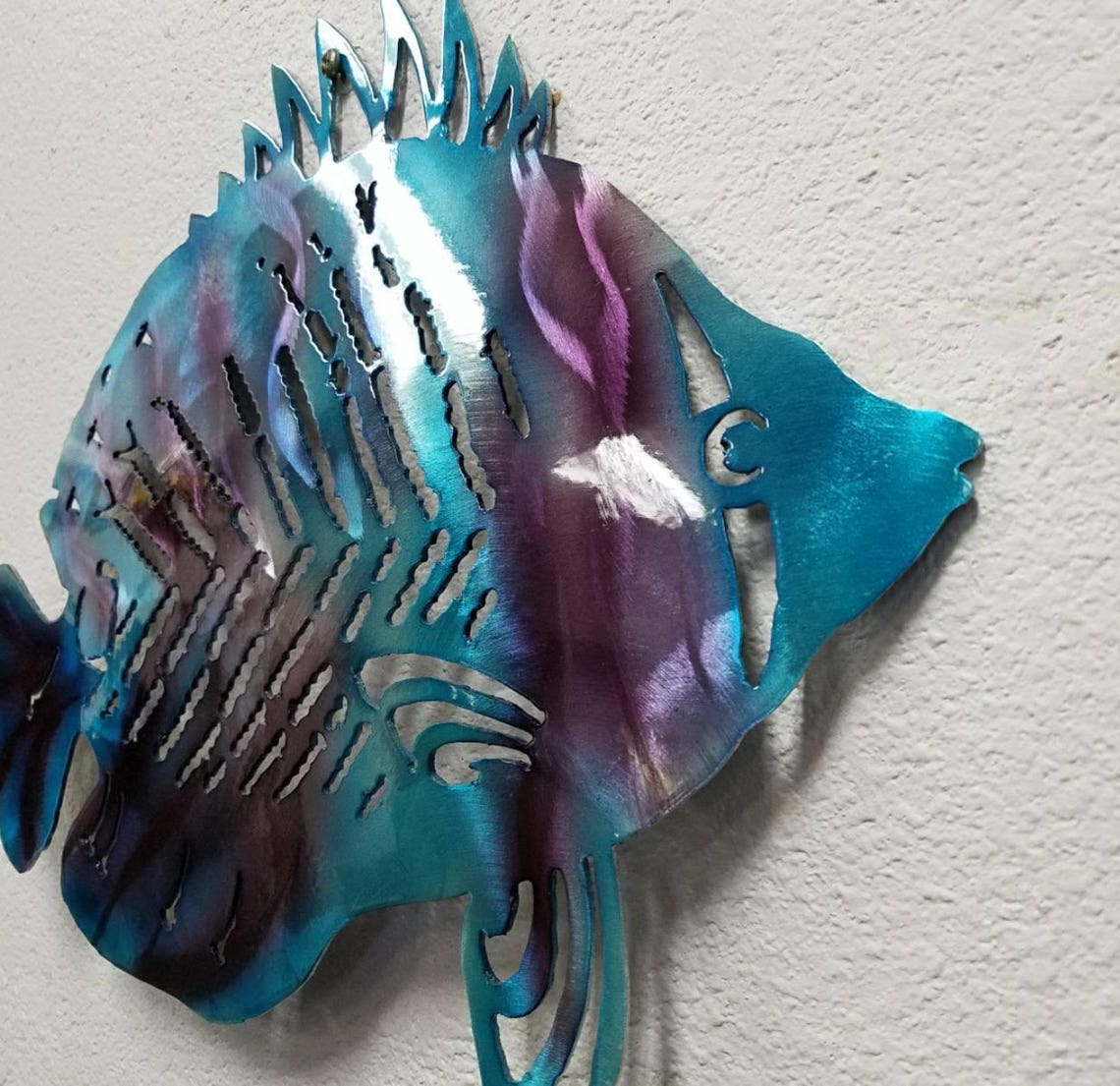 Metal Fish Art Aluminum Angelfish Tropical Fish Decor Metal | Etsy ...