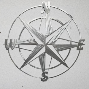18" X 18" Metal Compass Rose Nautical Metal Wall Art - Aluminum Compass ...