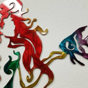 Mermaid Metal Wall Art, Aluminum Mermaid, Metal Mermaid, Fish Metal Art ...