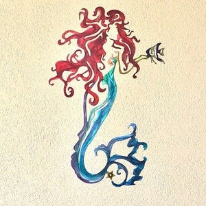 Mermaid Metal Wall Art, Aluminum Mermaid, Metal Mermaid, Fish Metal Art ...