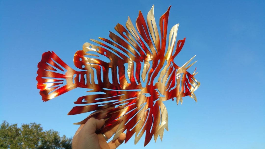 Handmade Aluminum Lionfish Wall Art, Tropical Metal Ocean Decor - Etsy