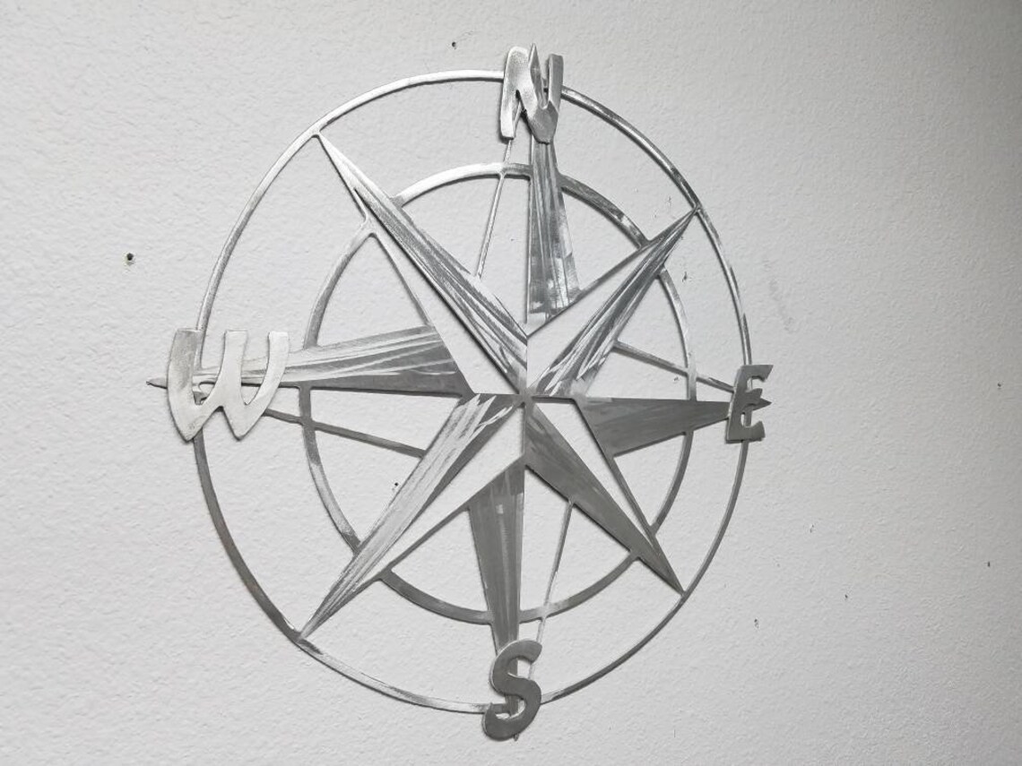 18 X 18 Metal Compass Rose Nautical Metal Wall Art - Etsy