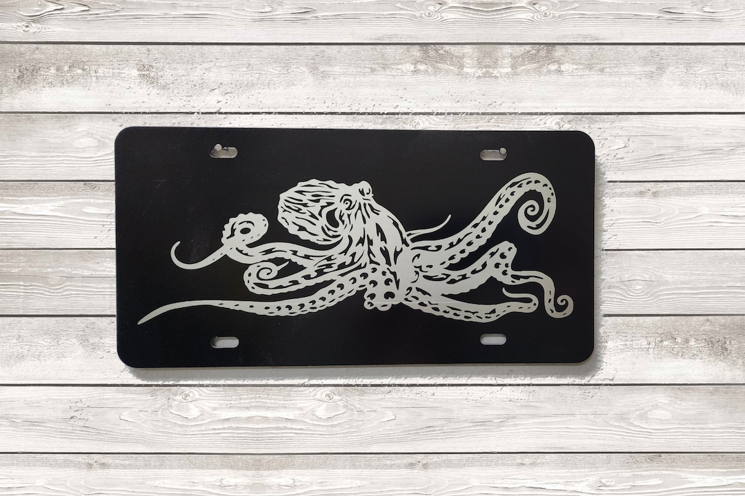 Laser Etched Octopus License Plate, Octopus Car Tag, Unique Car Art ...