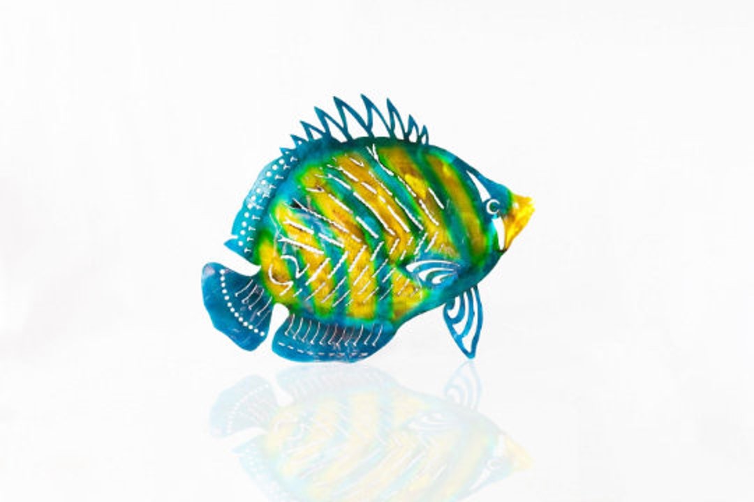 Metal Fish Art Aluminum Angelfish Tropical Fish Decor, Metal Nautical ...