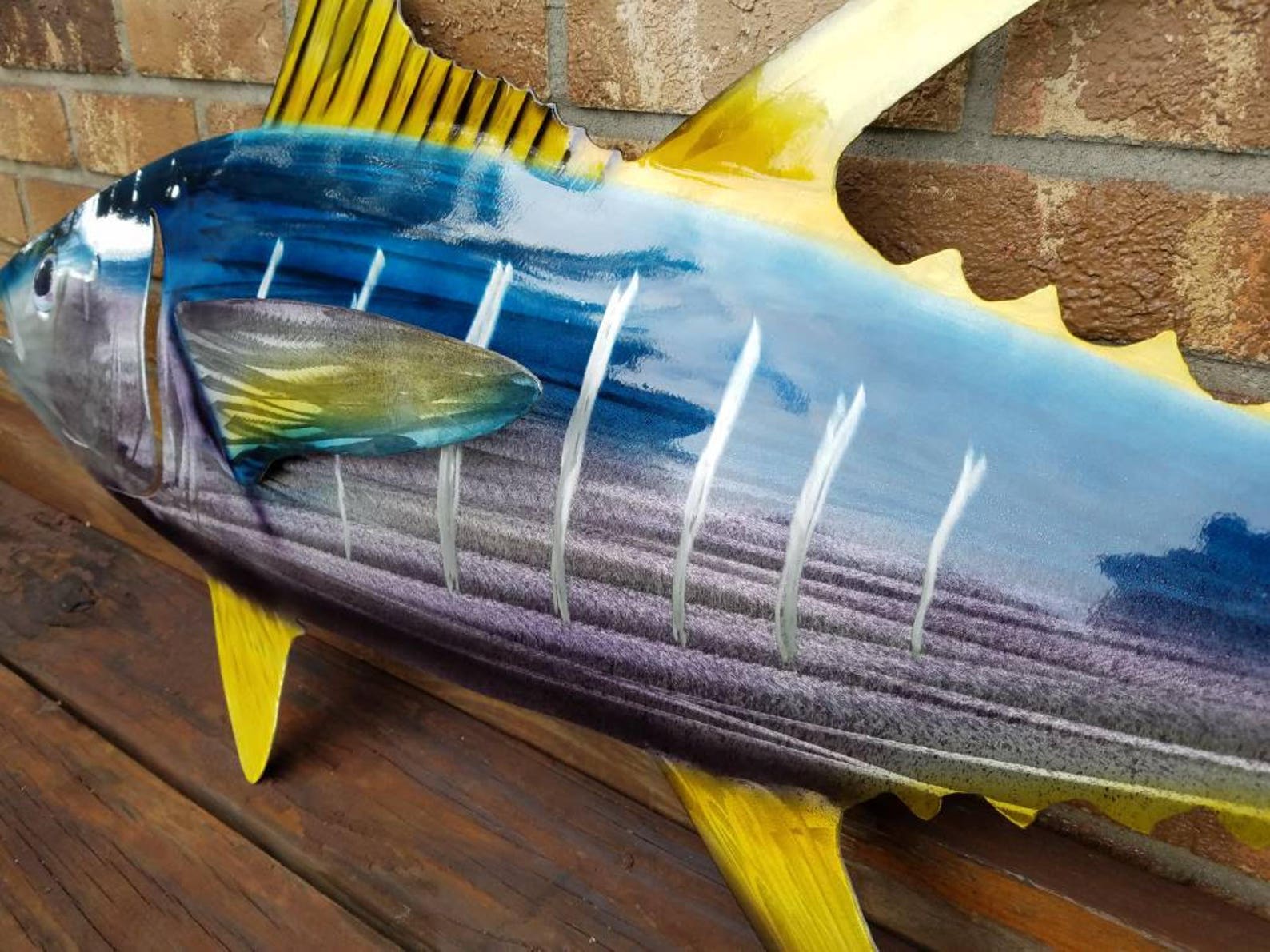 Airbrushed Aluminum Yellowfin Tuna Metal Wall Art, Ocean Decor (48 ...