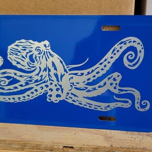 Laser Etched Octopus License Plate, Brushed Aluminum Car Tag - Etsy