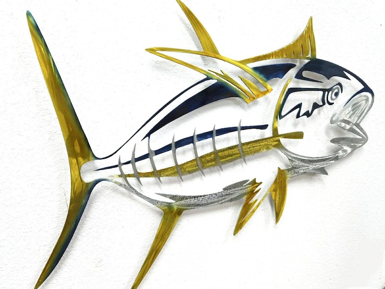 Tuna Skeleton Wall Art, Yellowfin Tuna Metal Art, Aluminum Tuna Decor ...