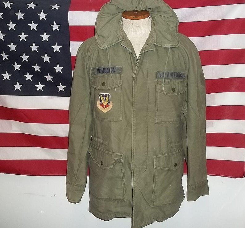 Vintage USAF Field Jacket With Hood: Vietnam Era Air Force Coat, Medium ...