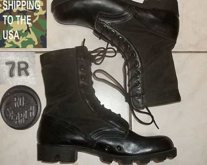 US Army Jungle Boots Vietnam War Combat Black Leather Spike Protective ...