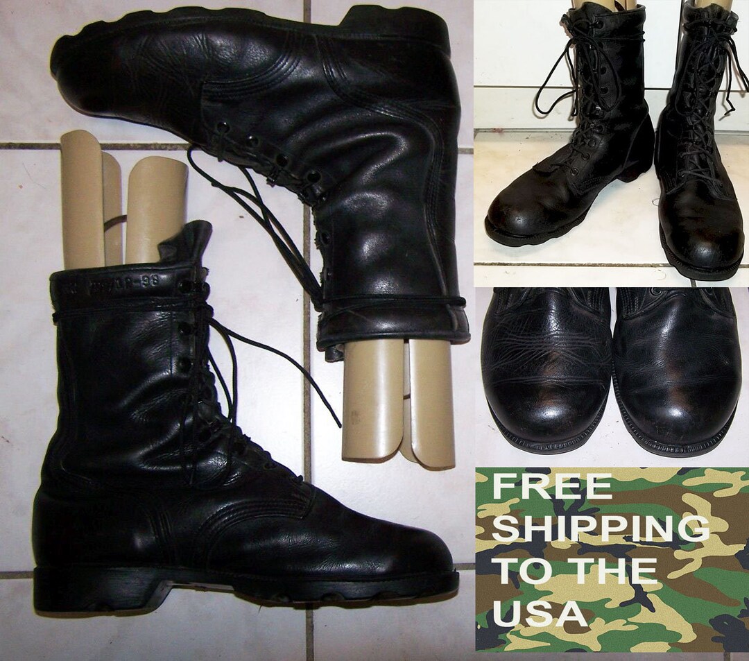 Wellco Combat Boots USGI With Molded Rosearch Soles Black Leather 9 XW ...