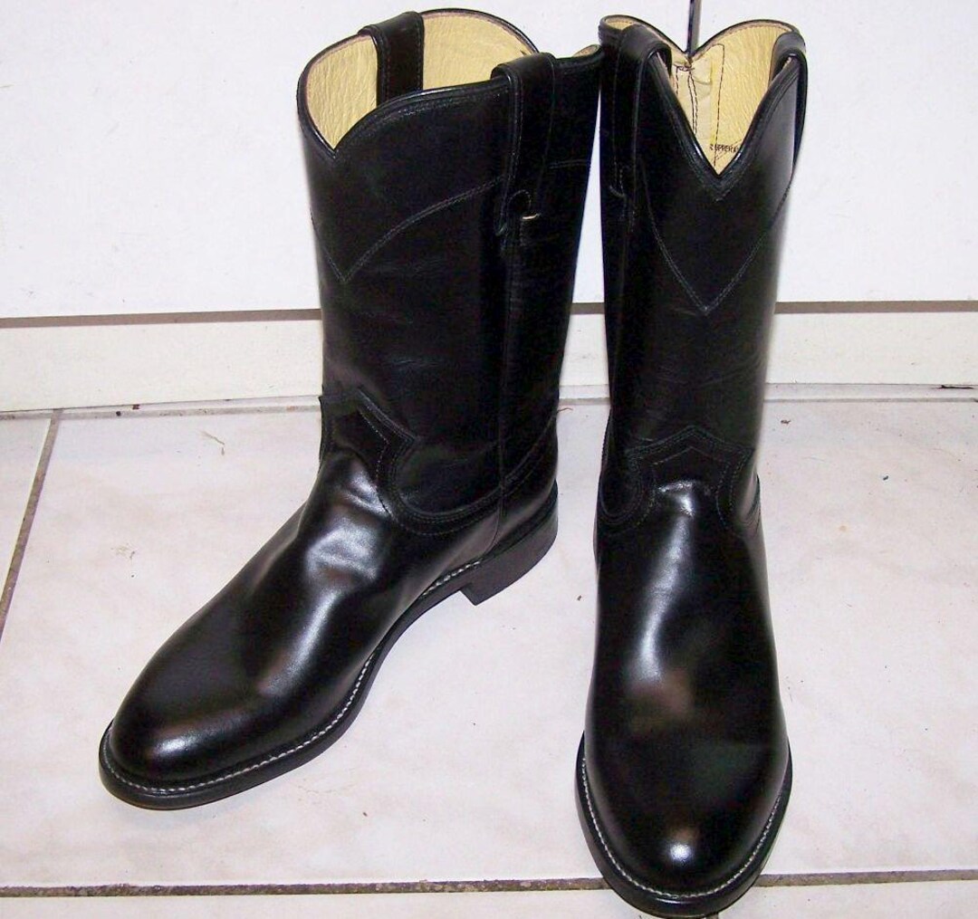 Justin Roper Boots 3133 Low Heel Black Leather New Never Worn US Mens 7 ...