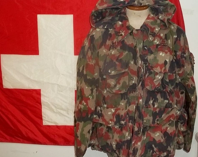 Vintage Swiss Army Field Jacket Schweiz Suisse Military Alpenflage Camo ...