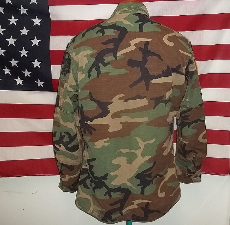 Vintage US Army camo BDU shirt ripstop cotton woodland pattern | Etsy