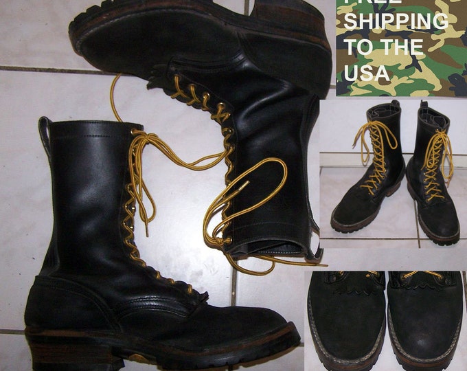 Nicks Packer Boots Super Heavy Duty Black Leather US Mens 10.5 R ...