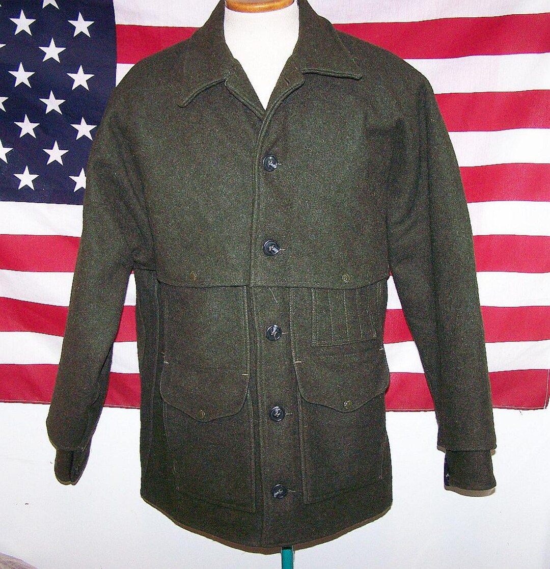 Filson Mackinaw Jacket Cruiser Model 83 Wool Olive Green Color US Mens ...