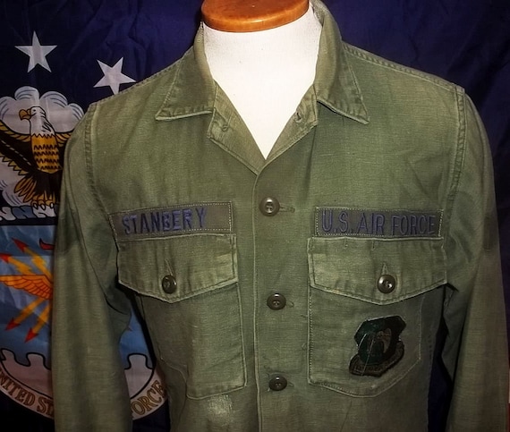 USAF fatigue shirt Vietnam era Og-107 cotton 5th Bomb… - Gem