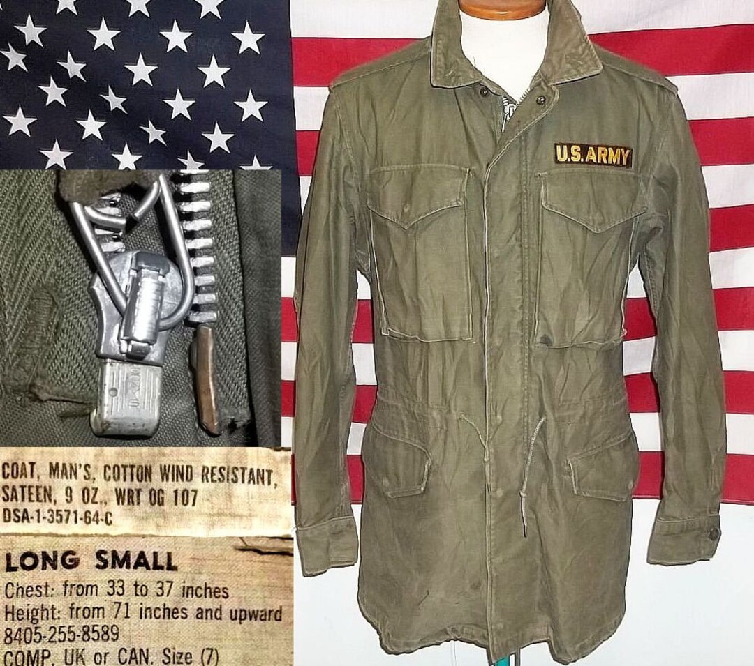 M51 Field Jacket US Army OG-107 Color Conmar Zip Front Small Long Size ...
