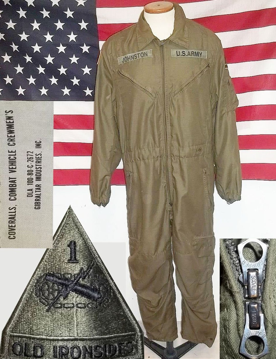 US Army Coveralls Tanker Combat Vehicle Suit Olive Aramid Hi Temp ...