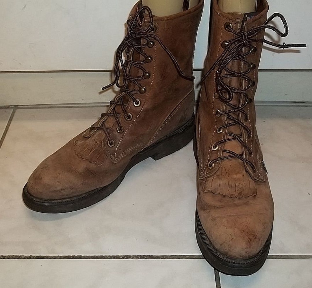 Justin Work Boots 760 Conductor 8 Lace up Tan Color US Mens 9.5 D ...