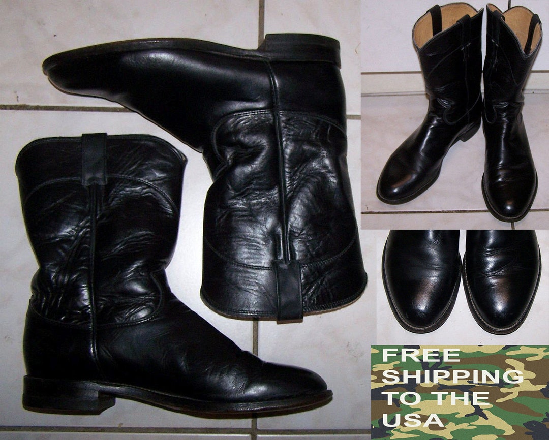 Justin Roper Boots Model 3133 Western Cowboy Low Heel Footwear Black ...