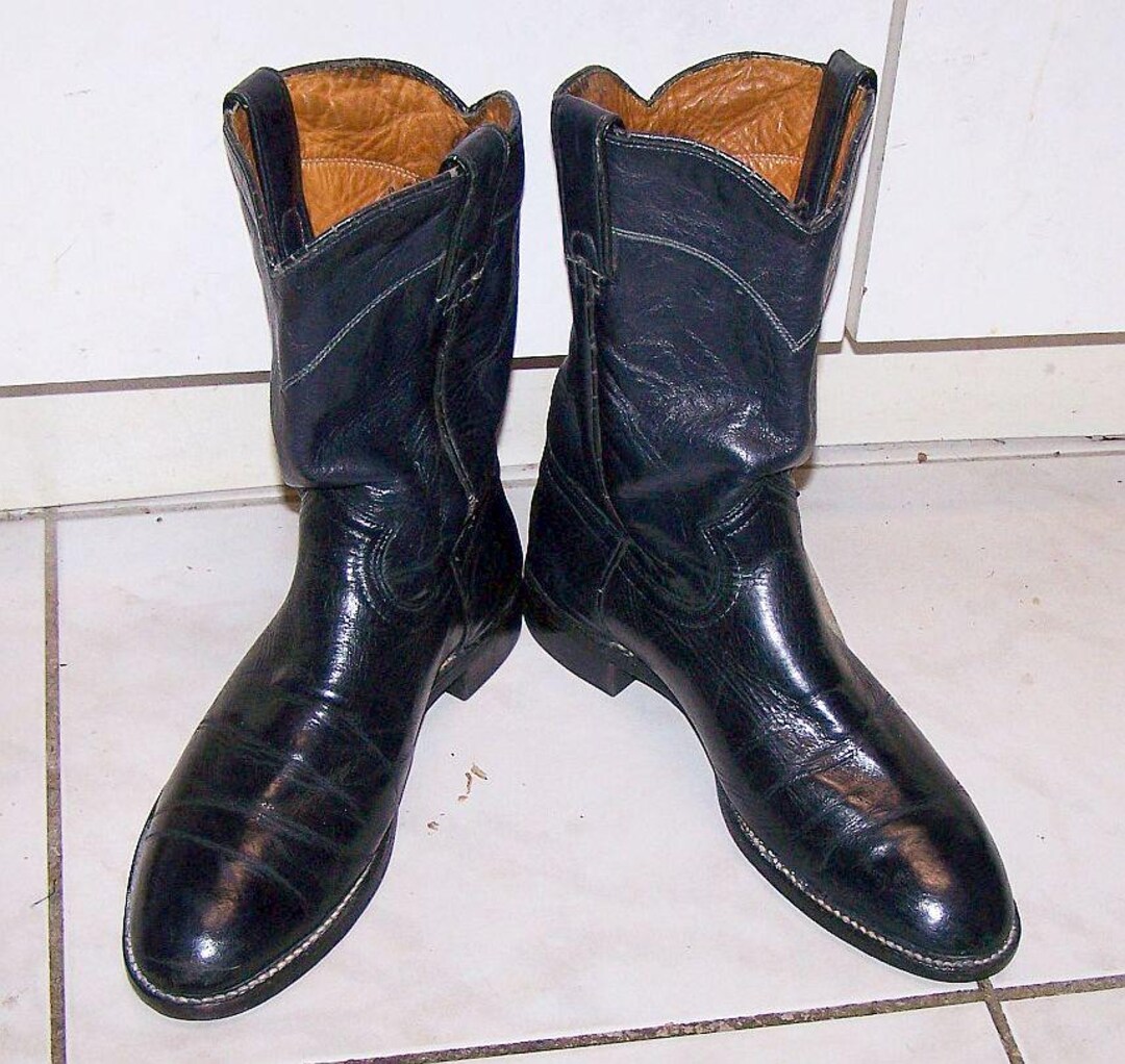 Roper Boots Vintage Chisholm Western Low Heels Dark Navy Blue Color US ...