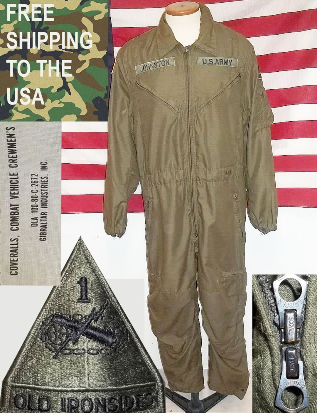 US Army Coveralls Tanker Combat Vehicle Suit Olive Aramid Hi Temp ...