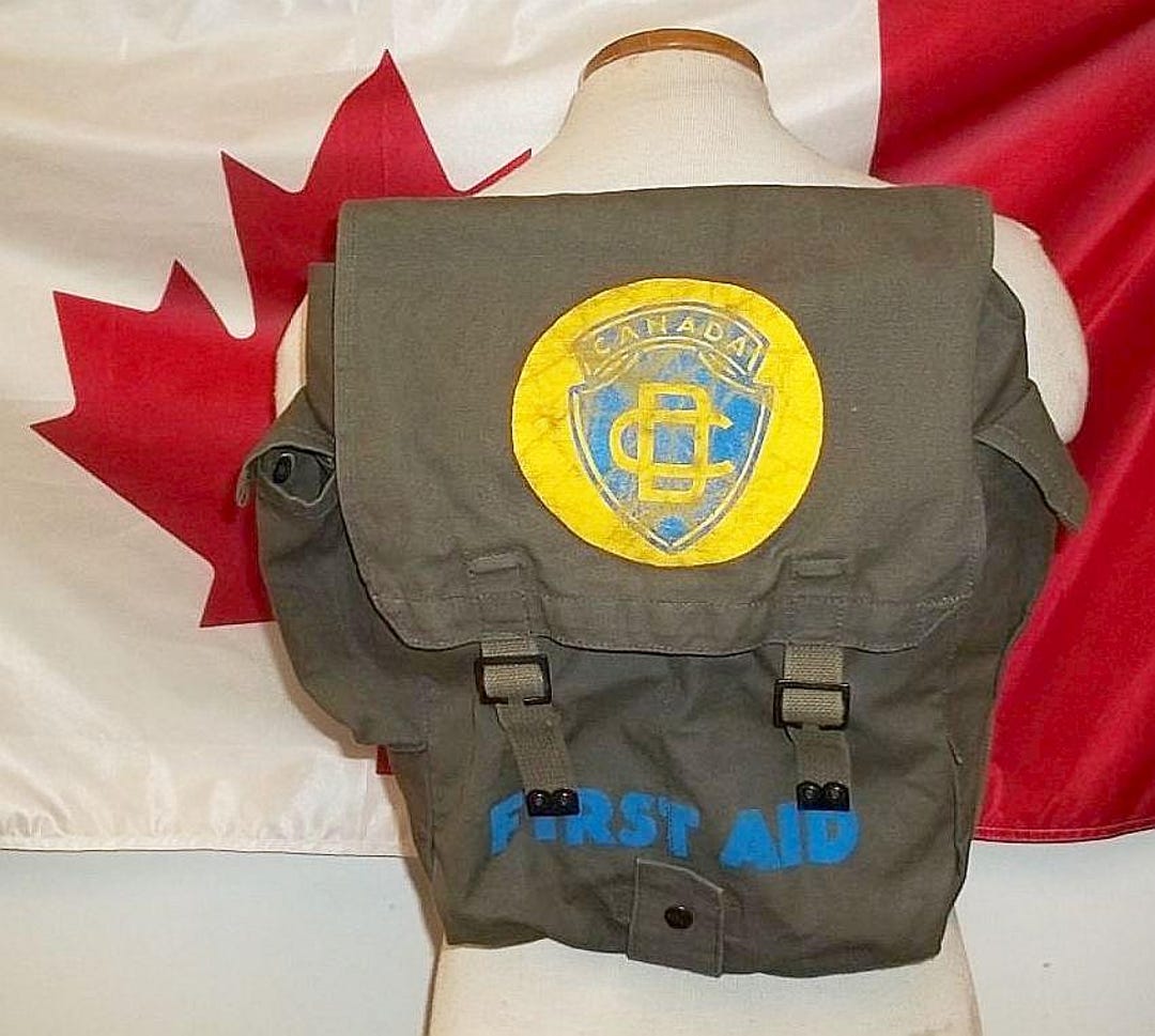 Back Pack Canadian Civil Defense Corps Bag Vintage First Aid Backpack ...