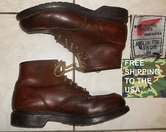 Red Wing Brown Leather Work Biker Boots Pull on Steel Toe - Etsy