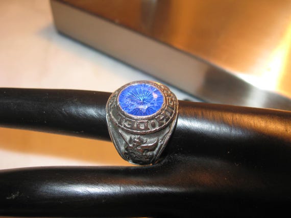 Vintage 1980 Sterling .925 blue Topaz Class Ring 8.5 - Gem