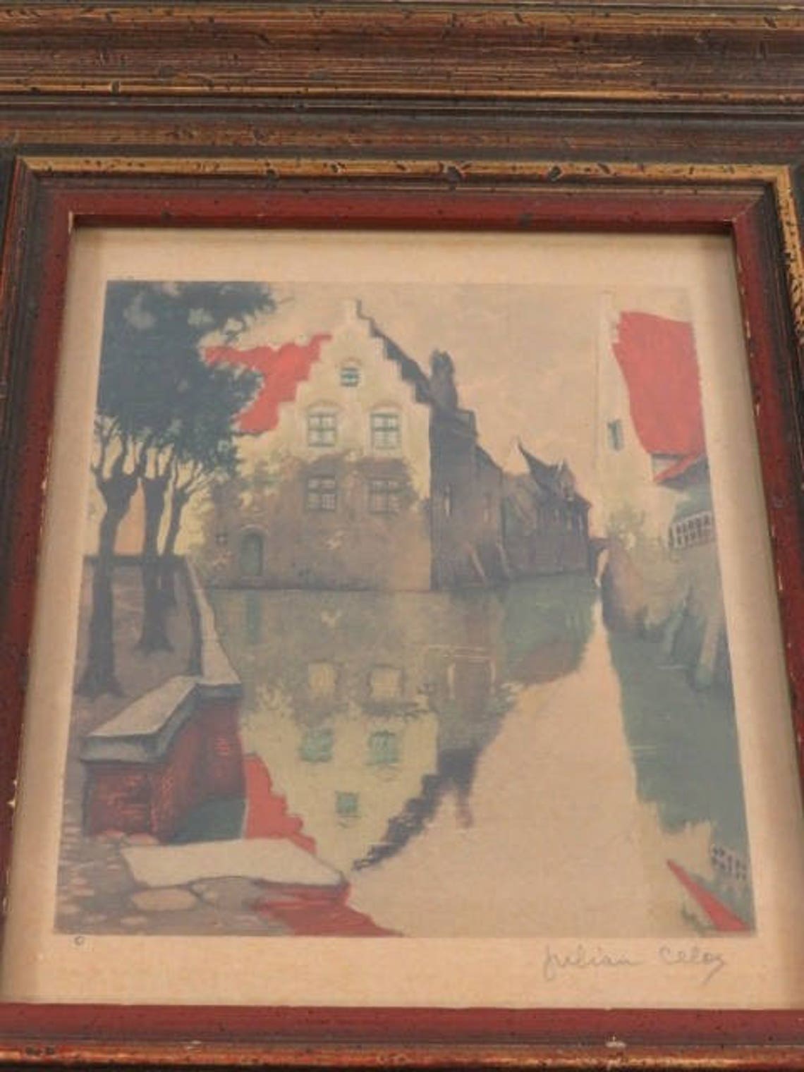 Antique Etchings Listed Artist Julien Celos belgian - Etsy