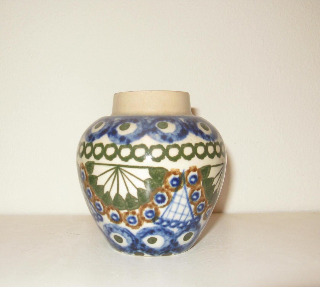 Vintage Small Polish Vase Hand Made Vase, Poland Folk Art, 4.5" Tall - Etsy