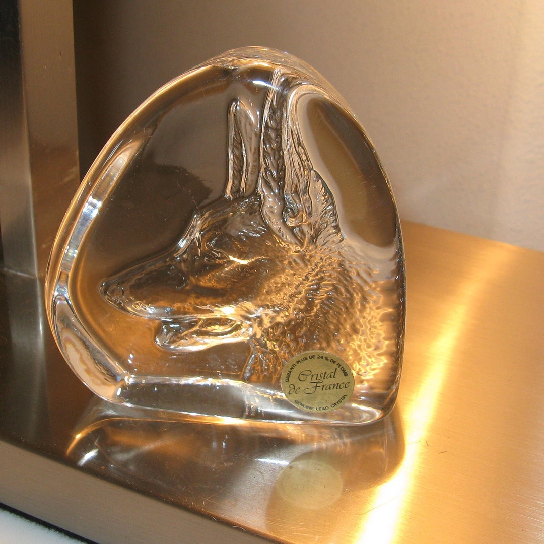Vintage Mats Jonasson Style ~ Lead Crystal German Shepard Paperweight ...