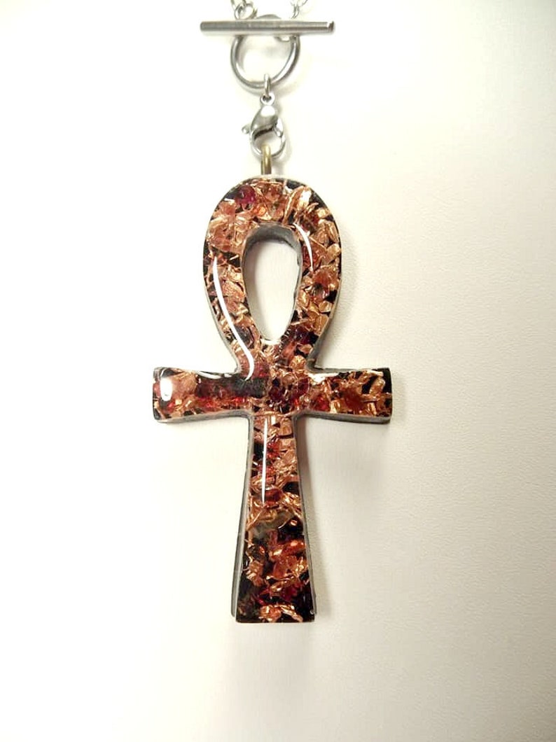 Garnet and Copper Ankh Orgonite® Pendant Egyptian Symbol | Etsy