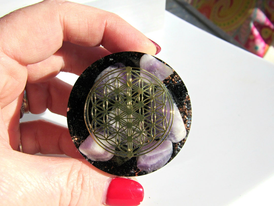 Powerful Amethyst & Shungite Orgonite Disk - 5G Block - EMF Shield - Etsy