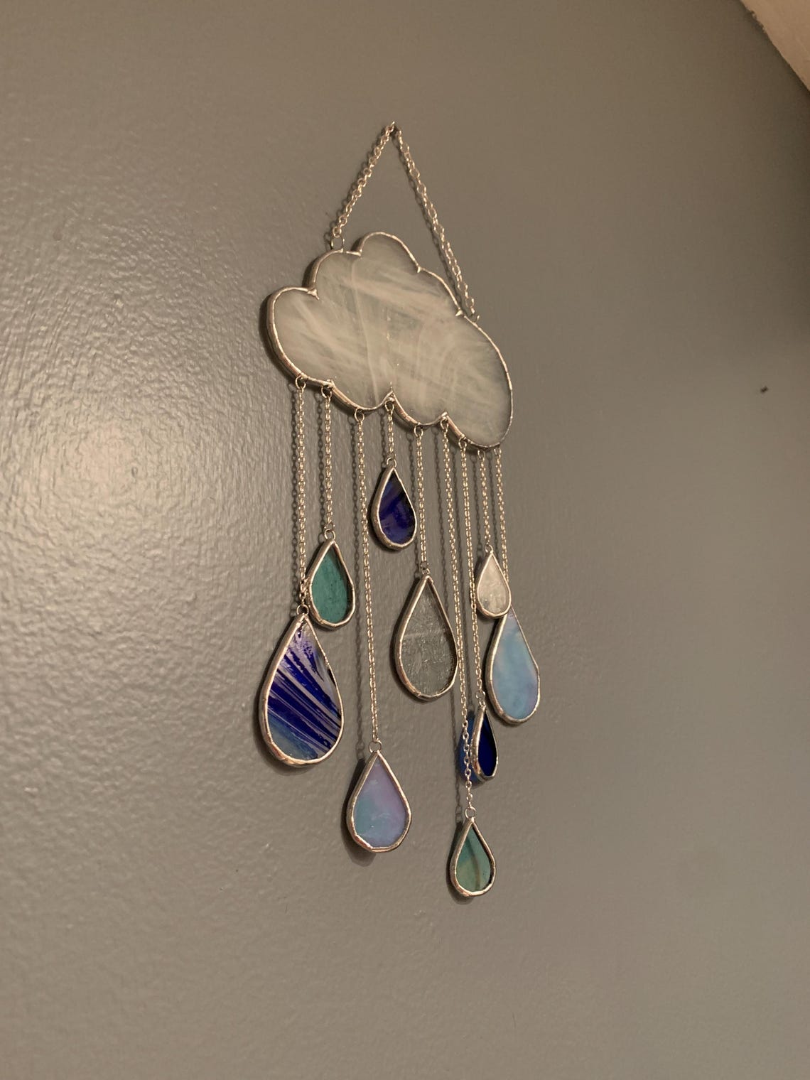 Rainy Day Rain Clouds and Rain Drops Window Art Stained Glass - Etsy